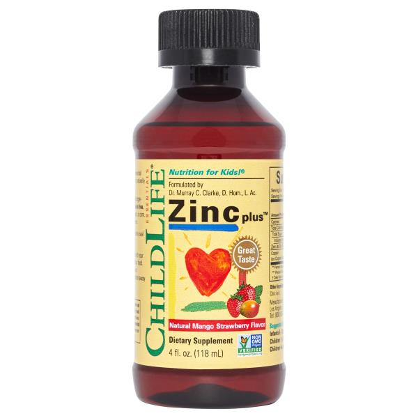 ChildLife Essentials Zinc Plus, Natural Mango Strawberry Flavor ...