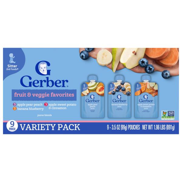 Gerber Natural for Toddler Puree Blends, Fruit & Veggie Favorites ...