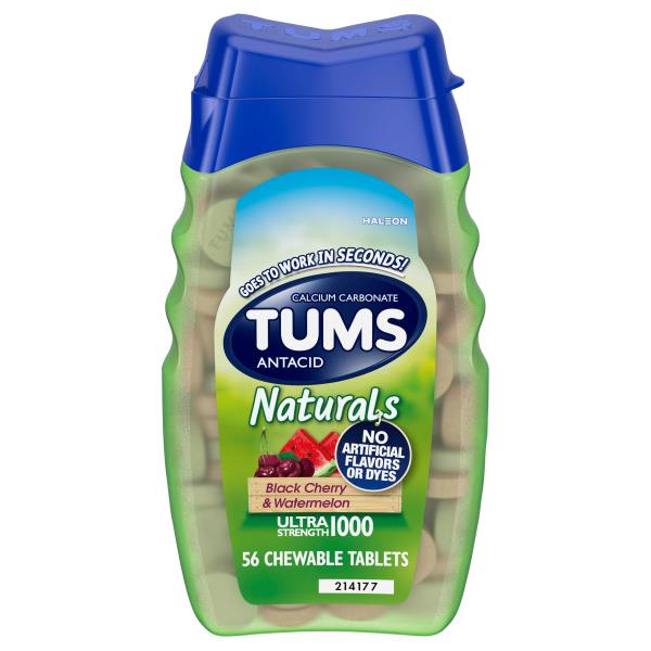 Tums Naturals Antacid, Ultra Strength, 1000 mg, Chewable Tablets, Black ...
