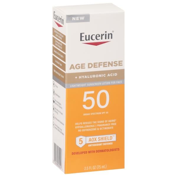 Eucerin Sunscreen Lotion, For Face, Lightweight, Age Defense, Broad ...