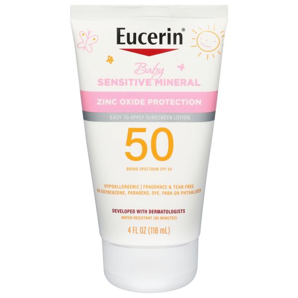 Eucerin Sunscreen Lotion, Sensitive Mineral, Broad Spectrum SPF 50 ...