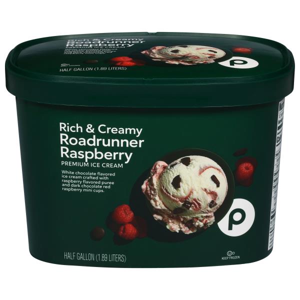 Publix Rich & Creamy Premium Roadrunner Raspberry Ice Cream | Publix ...