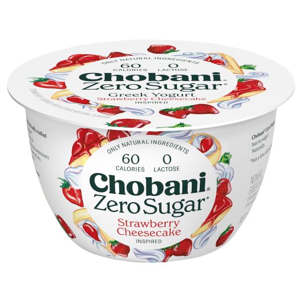 Chobani Greek Yogurt, Nonfat, Zero Sugar, Strawberry Cheesecake ...