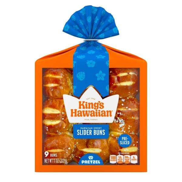 King's Hawaiian Pretzel Pre-Sliced Slider Buns, 9 Count | Publix Super ...
