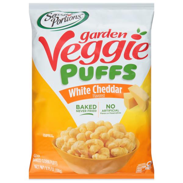 Sensible Portions Garden Veggie Corn Puffs, Baked, White Cheddar ...