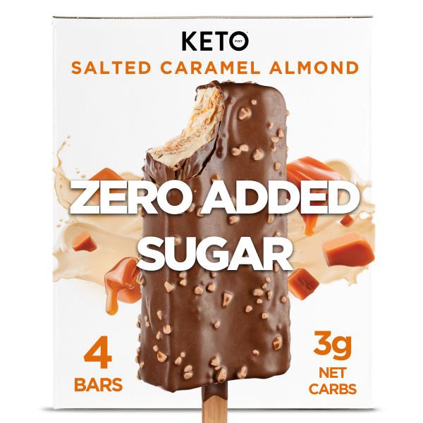 Keto Pint Ice Cream Bars, Zero Added Sugar, Salted Caramel Almond ...