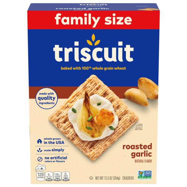Triscuit Triscuit Roasted Garlic Whole Grain Wheat Crackers, Snack ...