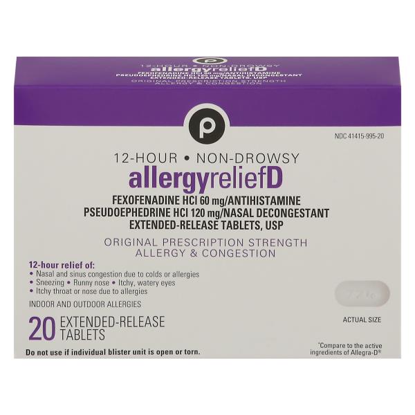 Pub Allergy Relief-D 12hr 20ct (Fexofenadi Ne) | Publix Super Markets