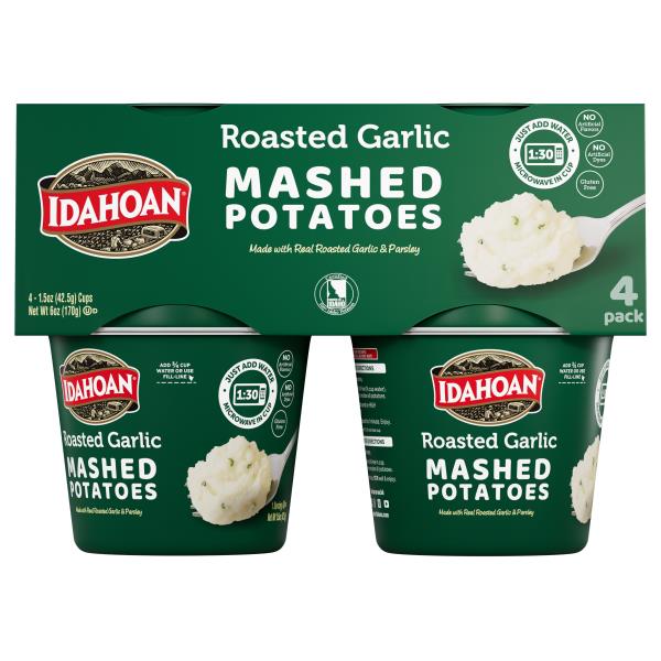 Idahoan Roasted Garlic Mashed Potatoes Cup 4-pack | Publix Super Markets