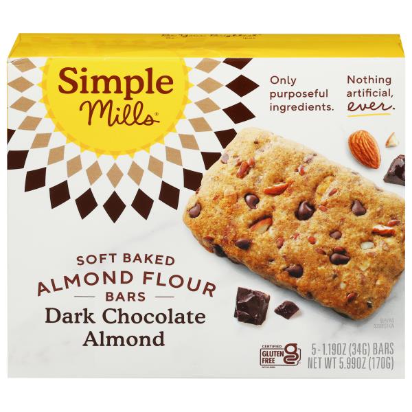 Simple Mills Bars, Almond Flour, Soft Baked, Dark Chocolate Almond ...