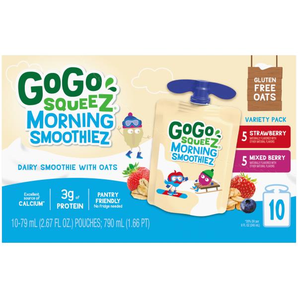 GoGo Squeez Morning SmoothieZ Strawberry and Mixed Berry Variety Pack ...