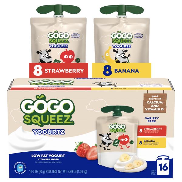 GoGo yogurtZ Strawberry/Banana Family Size Variety Pack, 16 Pack | Publix Super Markets
