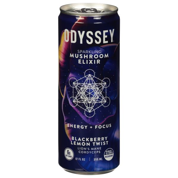 Odyssey Mushroom Elixir Sparkling Energy Focus Blackberry Lemon