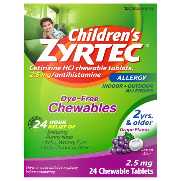 Zyrtec Children's Tablets Grape Flavor 2.5 mg Allergy | Publix Super ...