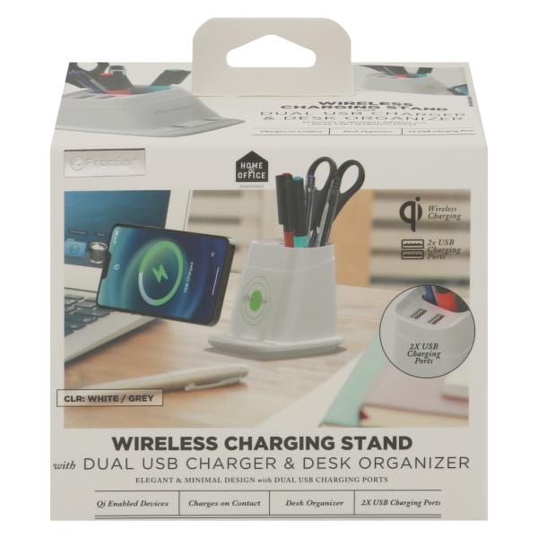 Premier Protein Wireless Charging Stand and Desk Organizer, White ...