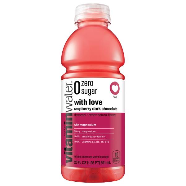 Vitaminwater Nutrient Enhanced Water Beverage, Zero Sugar, with Love, Raspberry Dark Chocolate ...