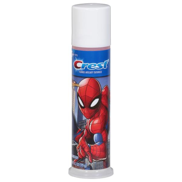 Crest Toothpaste, Fluoride Anticavity, Strawberry, Spider-Man, 3+ Yrs ...