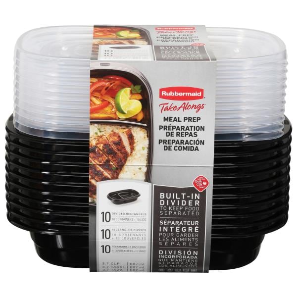 Rubbermaid TakeAlongs Containers & Lids, Divided Rectangles, 3.7 Cup ...