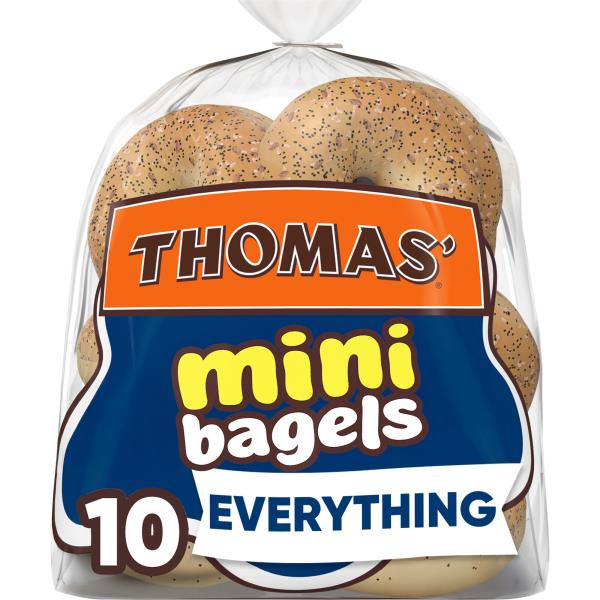Thomas' Everything Pre-sliced Mini Bagels, 10 count, 15 oz | Publix ...