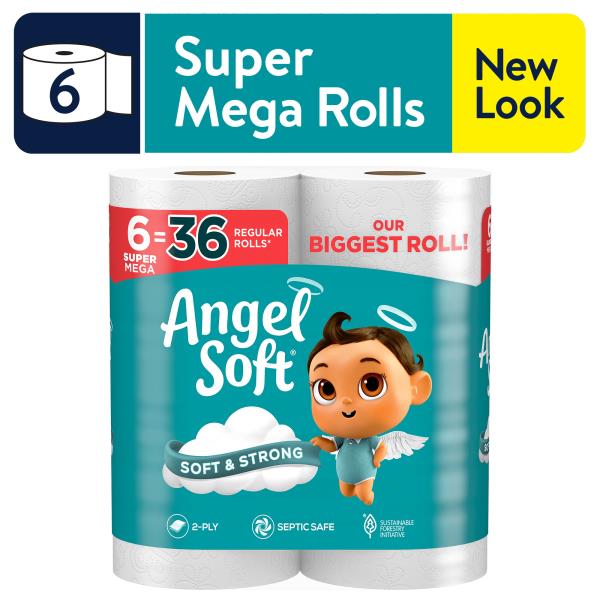 Angel Soft Toilet Paper, 2-Ply, Unscented, Super Mega | Publix Super ...