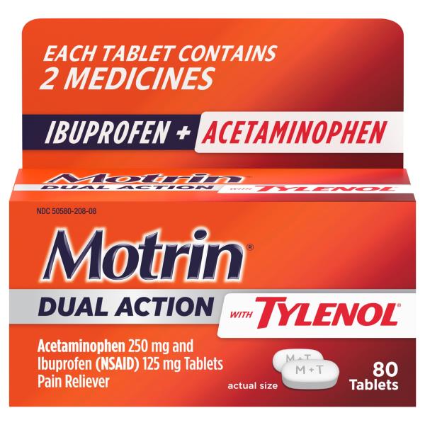 Motrin Ibuprofen + Acetaminophen, Dual Action, Tablets | Publix Super ...