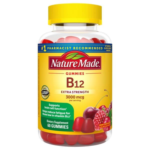 Nature Made Vitamin B12, Cherry & Mixed Berry, Extra Strength, 3000 mcg ...