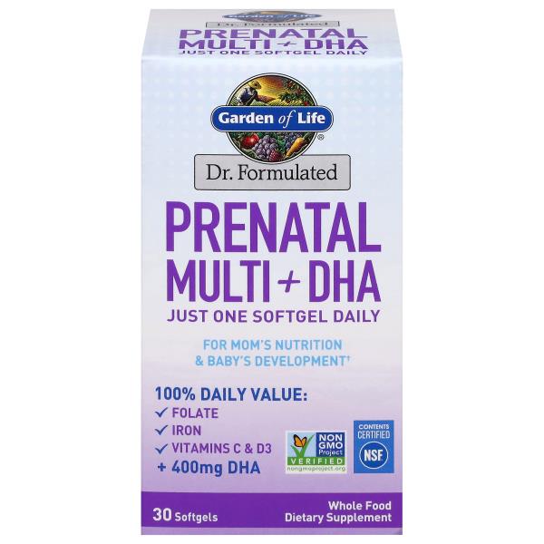 Garden of Life Dr. Formulated Prenatal Multi + DHA, 400 mg, Softgels ...