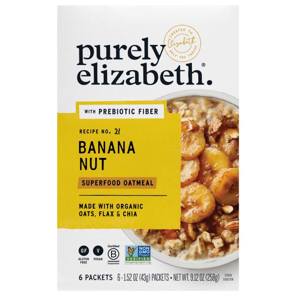 Purely Elizabeth Oatmeal, with Prebiotic Fiber, Banana Nut, Superfood ...