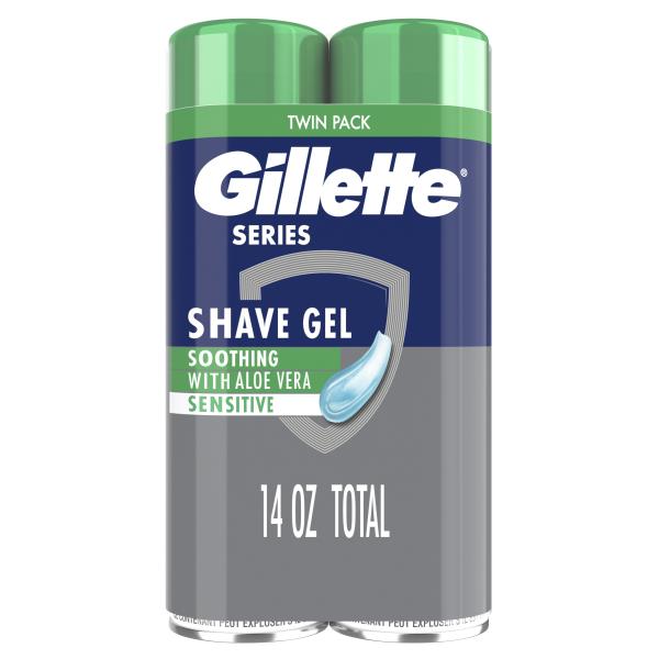 Gillette Series Soothing Shave Gel for men with Aloe Vera, Twin Pack ...