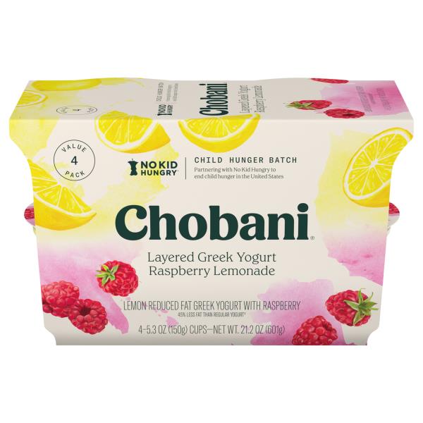 Chobani Yogurt, Greek, Raspberry Lemonade, Layered, Value 4 Pack ...