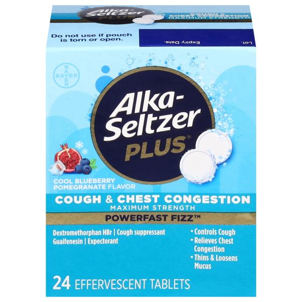 Alka-Seltzer Plus PowerFast Fizz Cough & Chest Congestion, Maximum ...