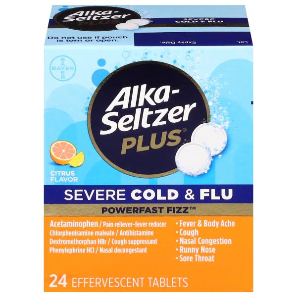 Alka-Seltzer Cold & Flu, Severe, Citrus Flavor, Effervescent Tablets ...