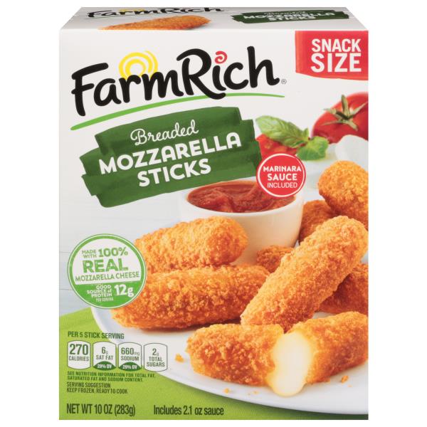 Farm Rich Mozzarella, Sticks, Breaded, Snack Size | Publix Super Markets