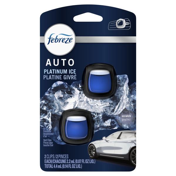 Febreze AUTO Air Freshener Vent Clip Platinum Ice Scent, .07 oz, 2 Ct ...