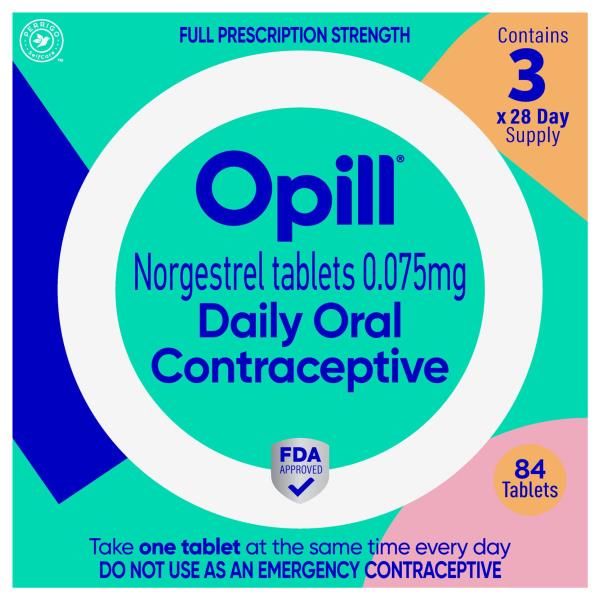 Opill Daily Oral Contraceptive, Full Prescription Strength, 0.075 mg ...