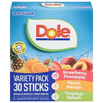 Dole Zero Sugar Tropicals Strawberry Pineapple/Peach Mango/Orange ...