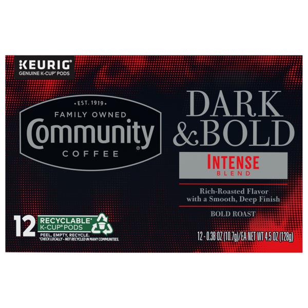 Community Coffee Dark & Bold Coffee, Bold Roast, Intense Blend, K-Cup ...