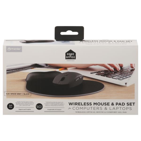 Home & Office Essentials Mouse & Pad Set, Wireless, Space Grey/Black ...