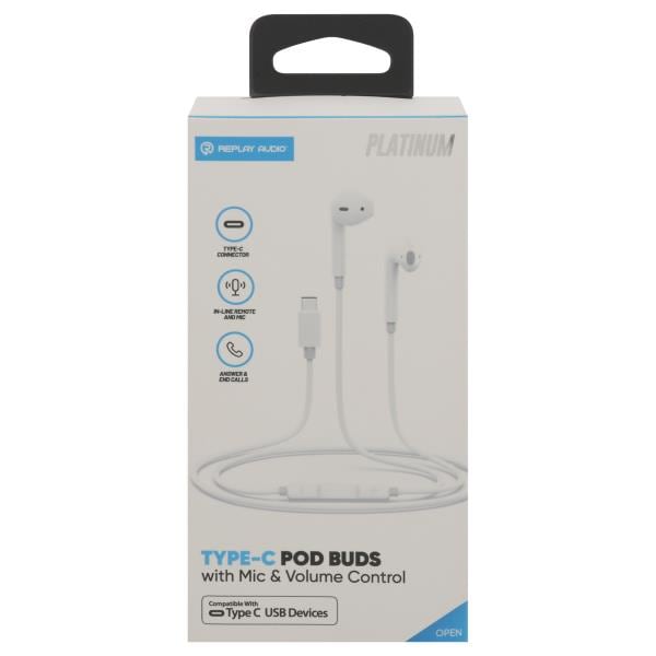 Replay Audio Pod Buds, Type-C, Platinum | Publix Super Markets