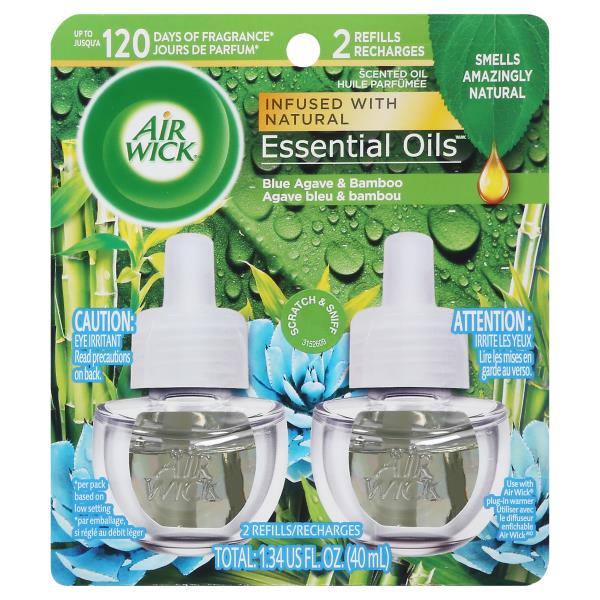 Air Wick Essential Oils Blue Agave & Bamboo Scented Oil Refills ...