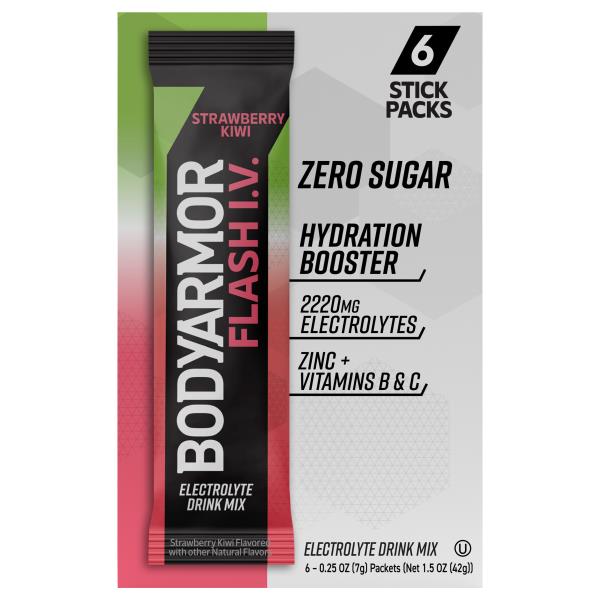 BodyArmor Flash I.V. Electrolyte Drink Mix, Strawberry Kiwi, Zero Sugar ...