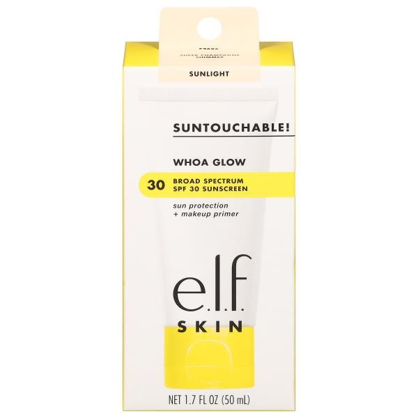 e.l.f. Skin Sun Protection + Makeup Primer, Sheer Champagne Shimmer ...