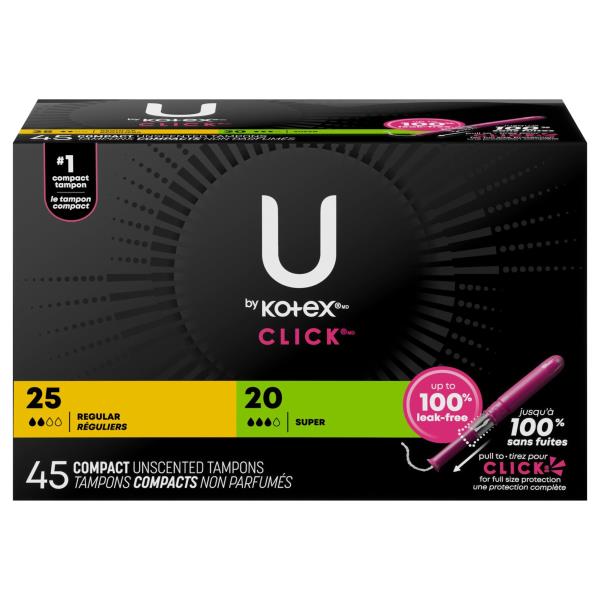 U by Kotex Click Compact Regular/Super Unscented Tampons | Publix Super ...