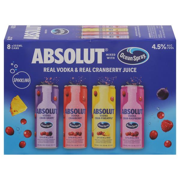 Absolut Vodka, Sparkling, Cranberry, Variety Pack | Publix Super Markets