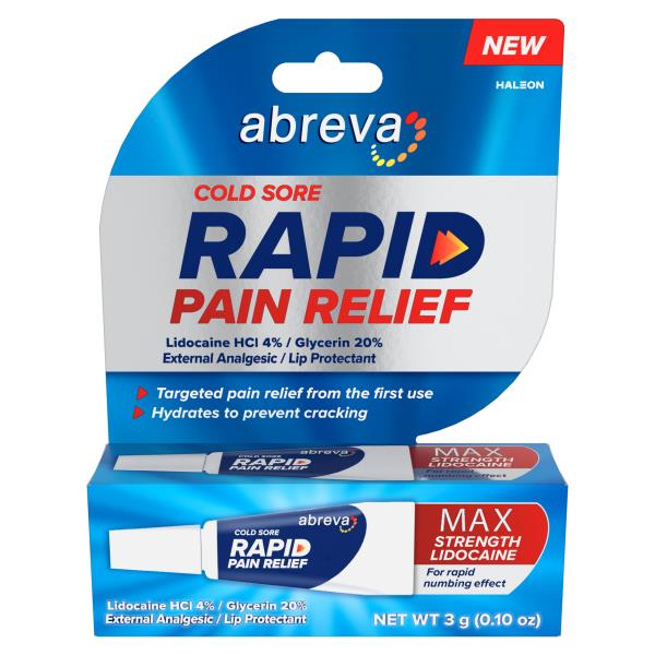 Abreva Cold Sore Treatment Rapid Pain Relief Cream - 1 Tube, 3 Grams ...