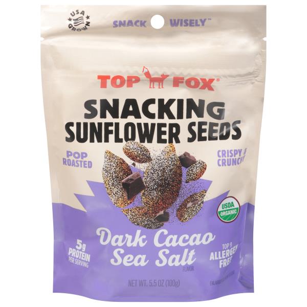 Top Fox Sunflower Seeds, Snacking, Dark Cacao Sea Salt, Pop Roasted ...