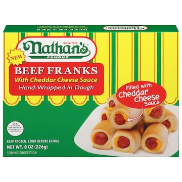 Nathan's Famous Beef Franks, with Cheddar Cheese Sauce | Publix Super ...