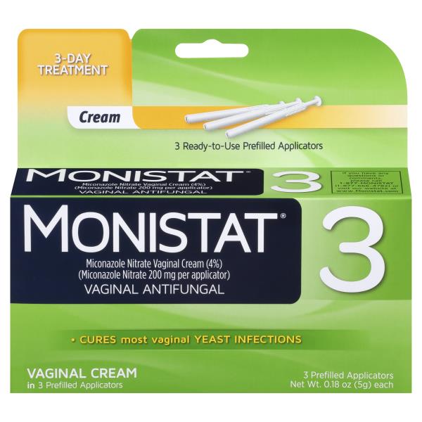 Monistat 3-Day Yeast Infection Treatment, 3 Pre-Filled Cream ...