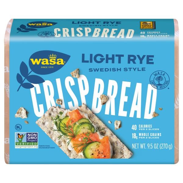 Wasa Light Rye Crispbread, Rye Crackers, Non-GMO Ingredients, Fat Free ...