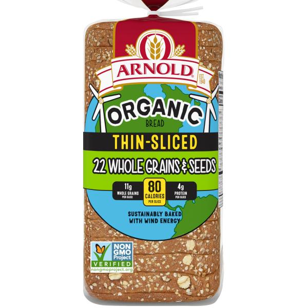 Arnold Organic 22 Whole Grains & Seeds Thin Sliced Bread, 20 oz ...